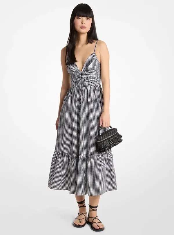 Michael Kors Gingham Cotton Midi Dress