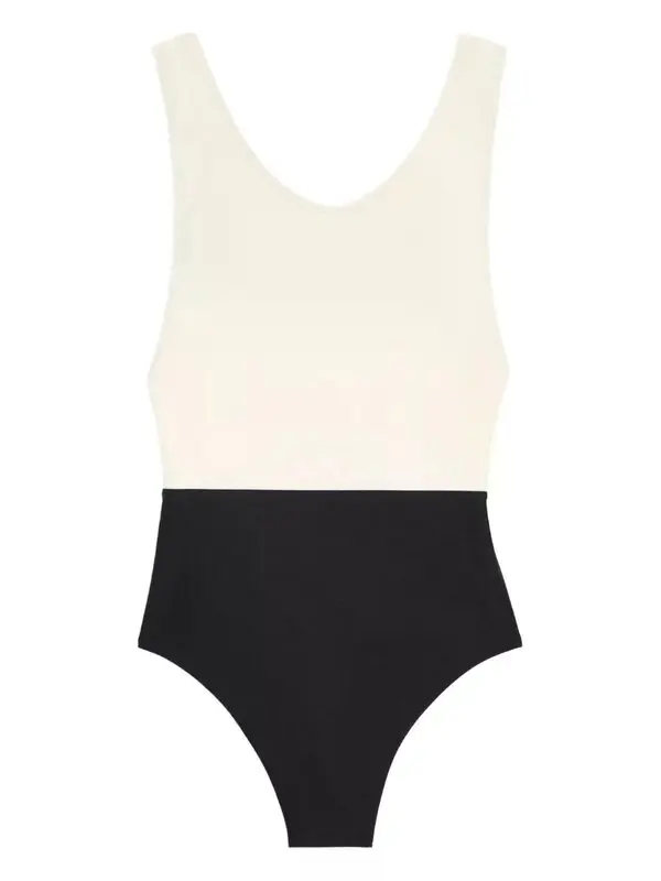 AMI Paris Two-tone One-piece Swimsuit - Neutrals
