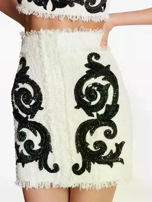 Balmain Embroidered Tweed Miniskirt