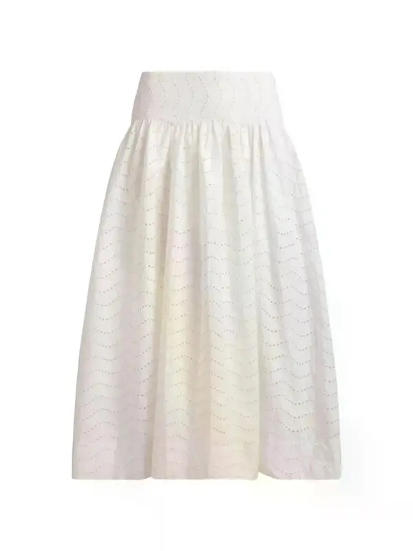 Polo Ralph Lauren Eyelet Shirred Midi Skirt