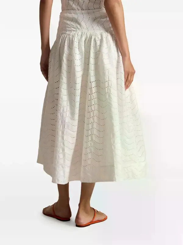 Polo Ralph Lauren Eyelet Shirred Midi Skirt