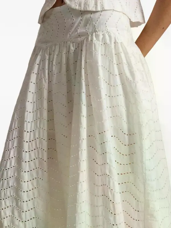 Polo Ralph Lauren Eyelet Shirred Midi Skirt