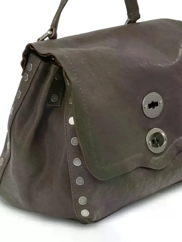 ZANELLATO Small Studded Leather Postina Tote Bag - Brown