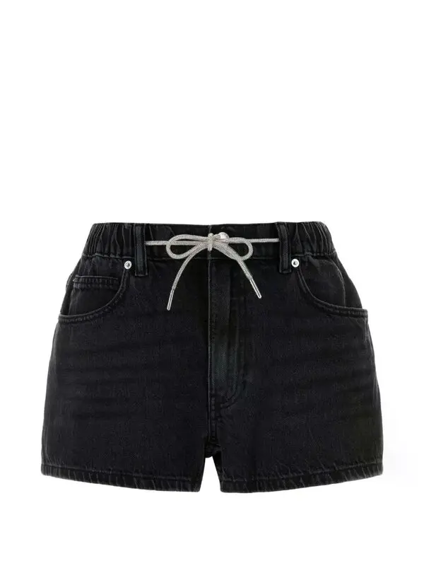 Alexander Wang Drawcord Wide Leg Jeans - Black