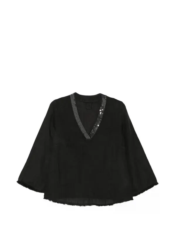 120% Lino Sequin-embellished Blouse