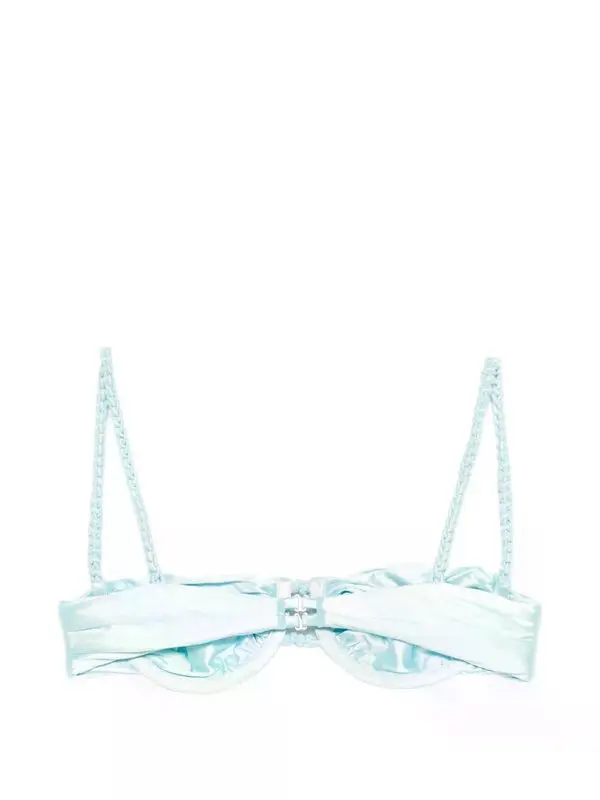 ISA BOULDER Ruched Weave Bikini Top - Blue