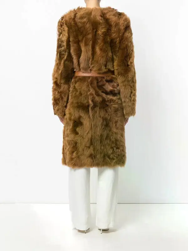 Rochas Belted Lamb Fur Coat