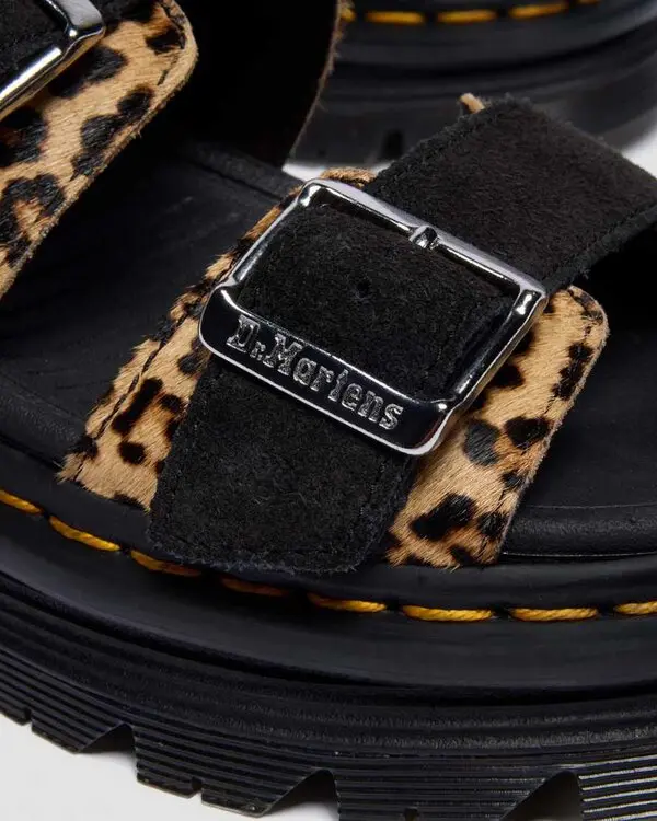 Dr. Martens Zebzag Leopard Hair-on Leather Sandals - Tan
