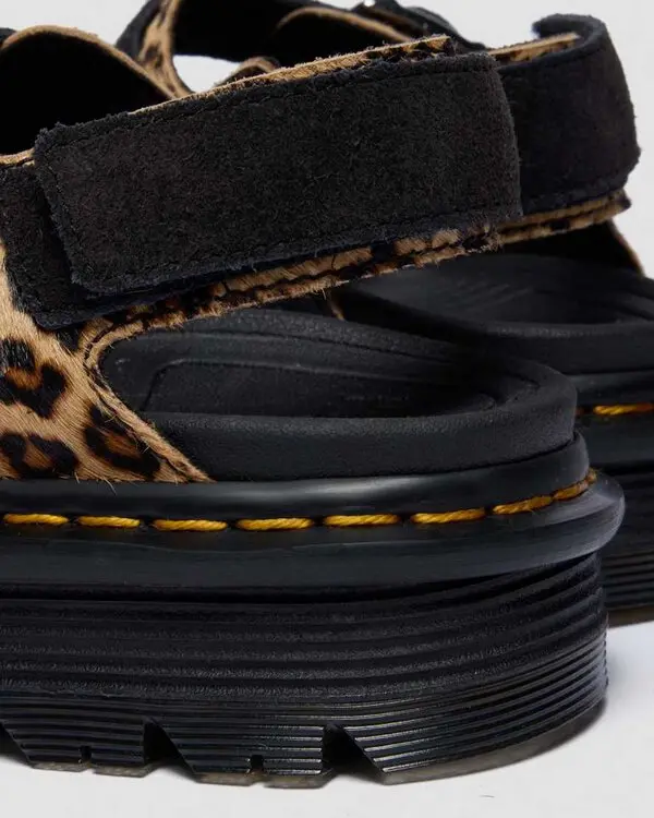 Dr. Martens Zebzag Leopard Hair-on Leather Sandals - Tan