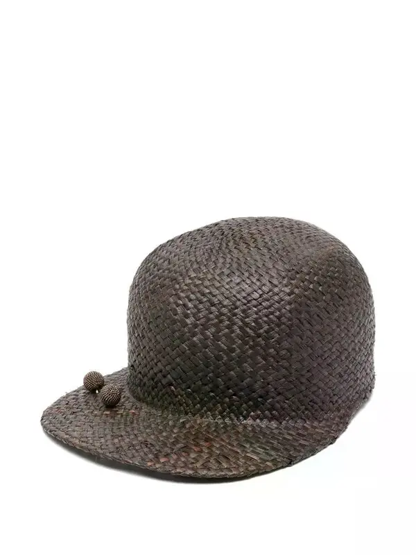Fabiana Filippi Woven Hat With Bead Detail - Brown
