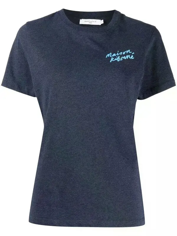 Maison Kitsuné Logo-print Cotton T-shirt - Blue