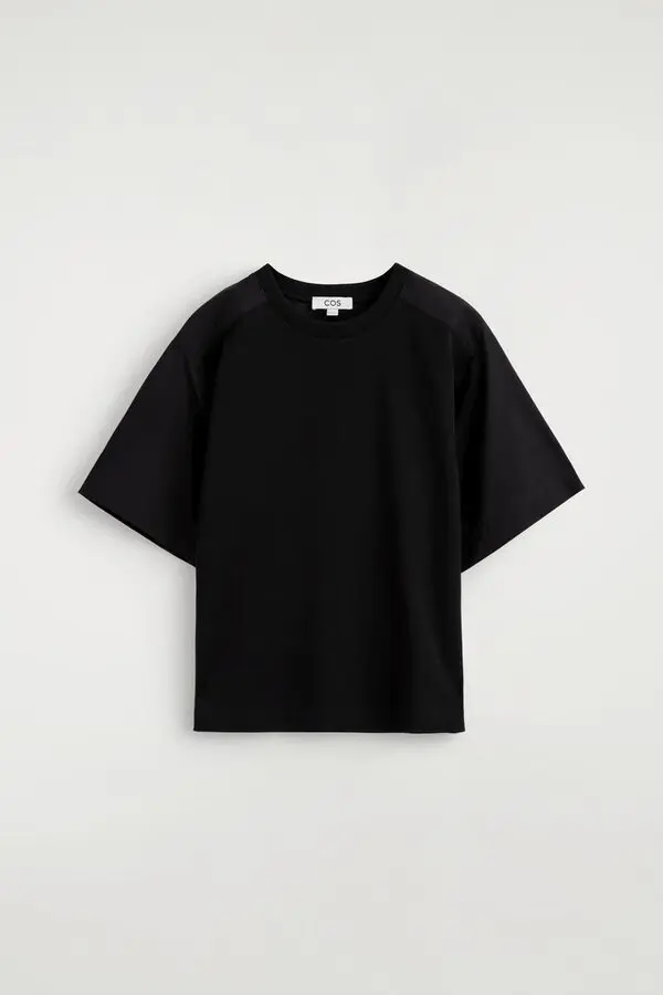 Cos Poplin-paneled Jersey T-shirt - Black