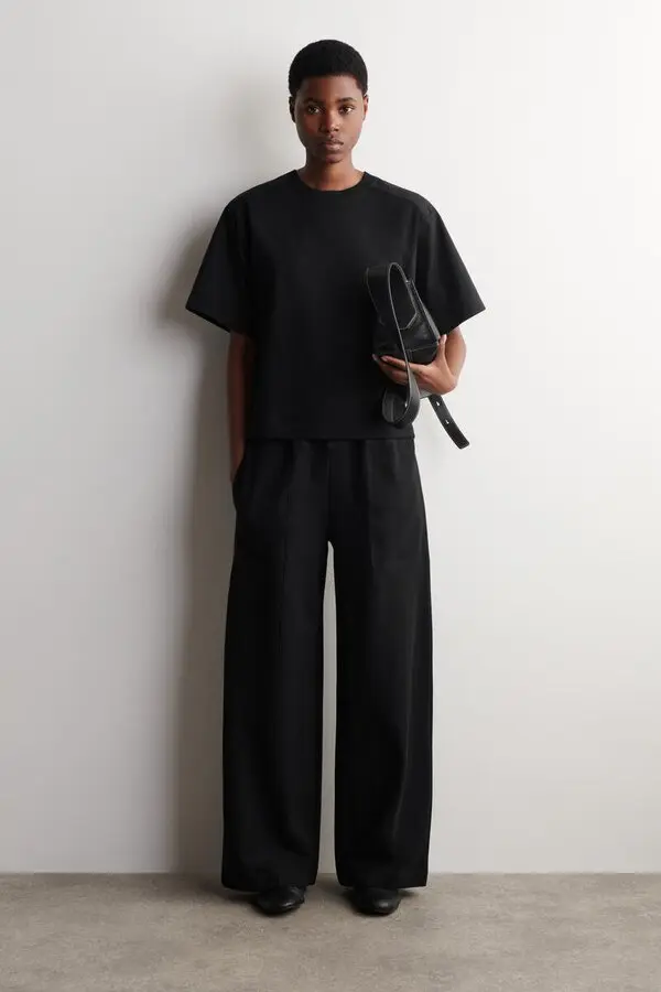 Cos Poplin-paneled Jersey T-shirt - Black