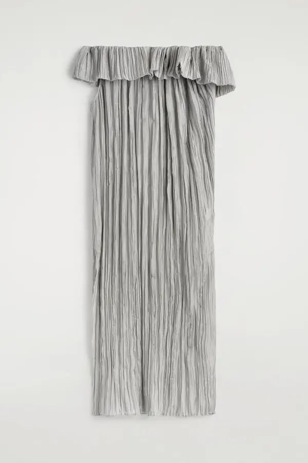 Cos Asymmetric Pleated Silk Gown - Gray