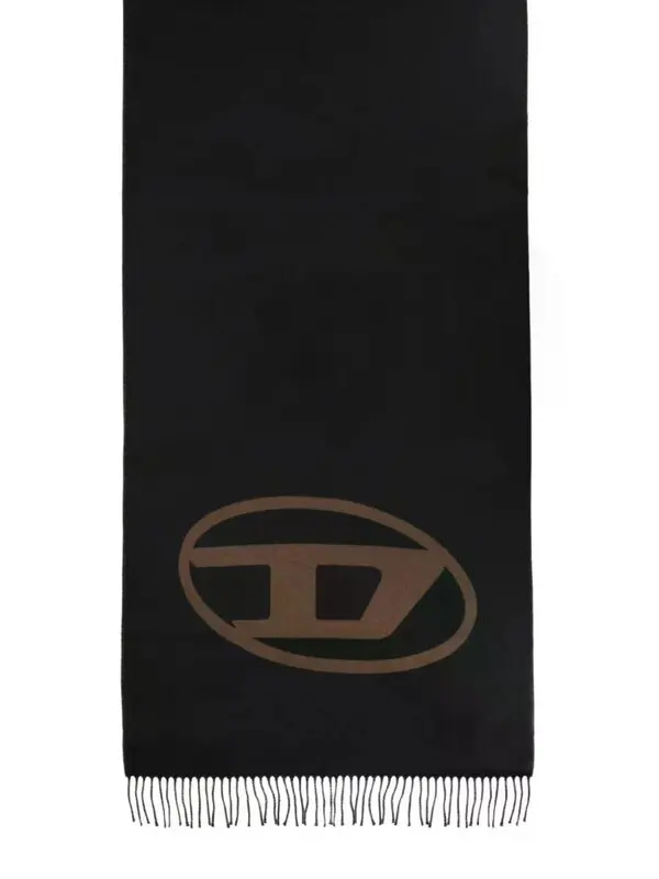 DIESEL® Stevie Logo-details Fringed Scarf
