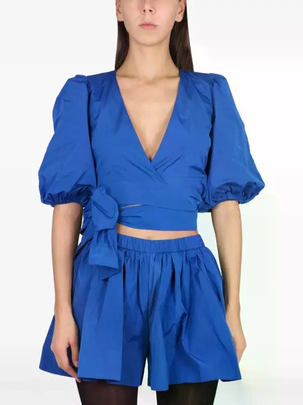 Red Valentino Puff-sleeve Tie-waist Top