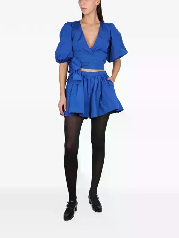 Red Valentino Puff-sleeve Tie-waist Top