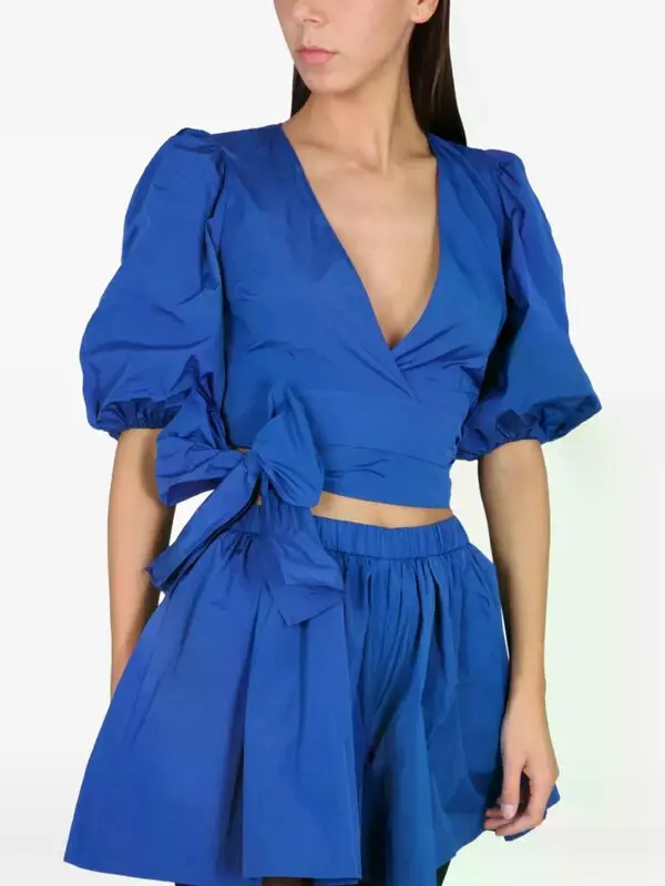 Red Valentino Puff-sleeve Tie-waist Top