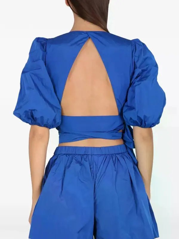 Red Valentino Puff-sleeve Tie-waist Top