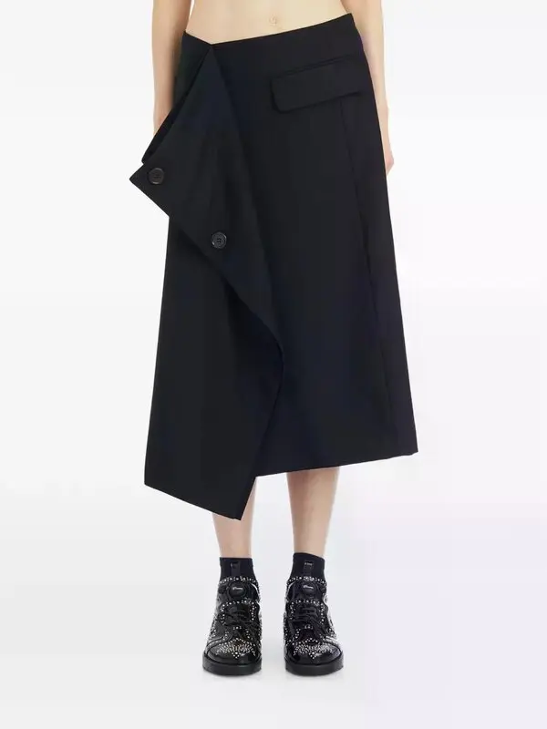 Comme Des Garçons Button Detailed Midi Skirt