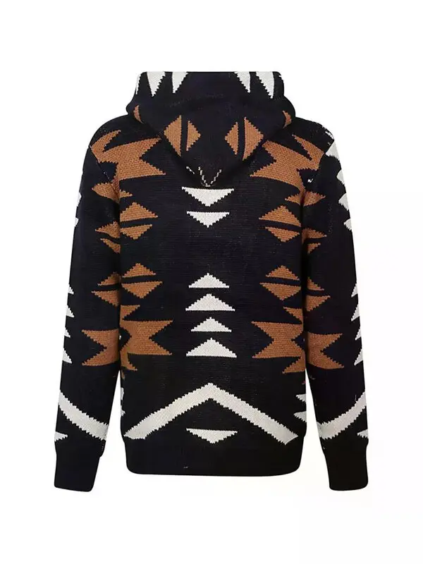 TOOCO Hooded Print Cardigan