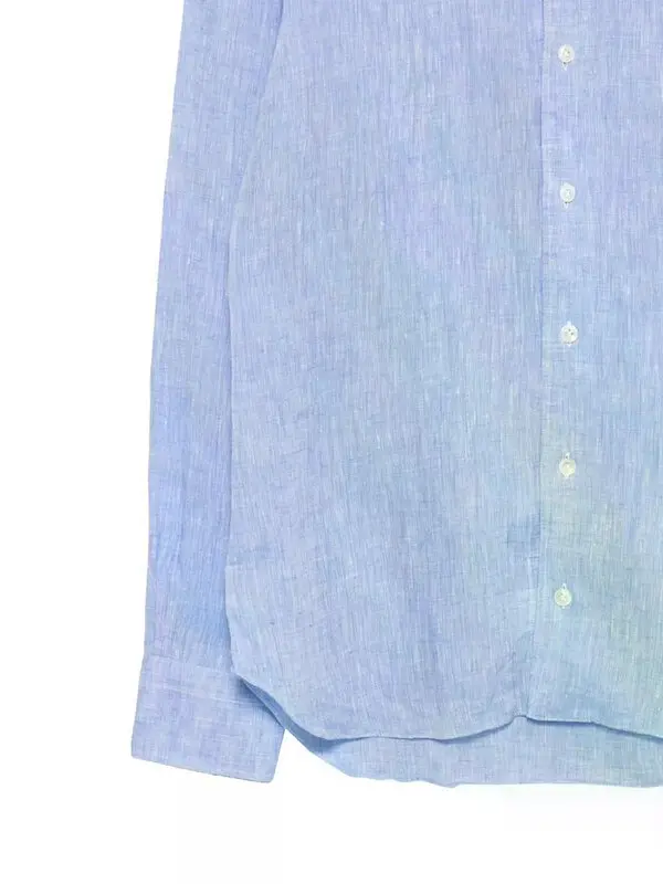 BARBA NAPOLI Button-down Linen Shirt - Blue