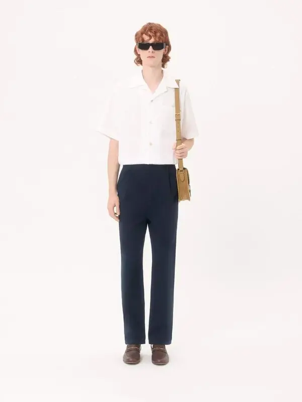 Valentino Garavani Navy Cotton Gabardine Chino Trousers