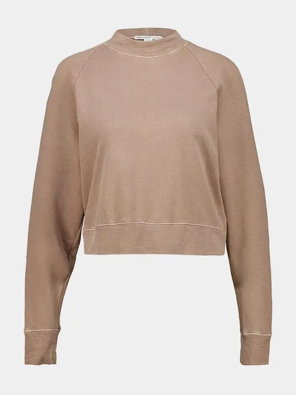 JAMES PERSE Cropped French Terry Sweatshirt - Brown