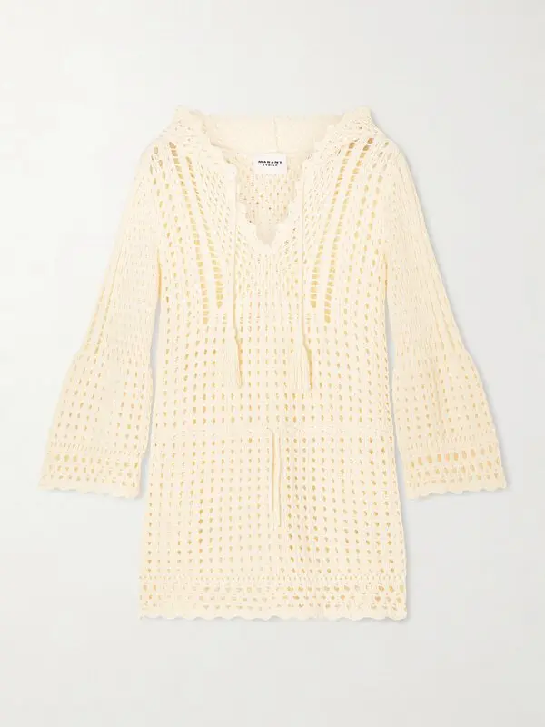 MARANT ETOILE Zelnie Crocheted Mini Dress - Neutrals