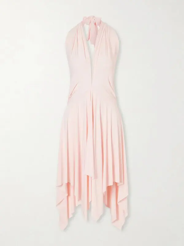 Norma Kamali Pleated Stretch-jersey Mini Dress - Pink
