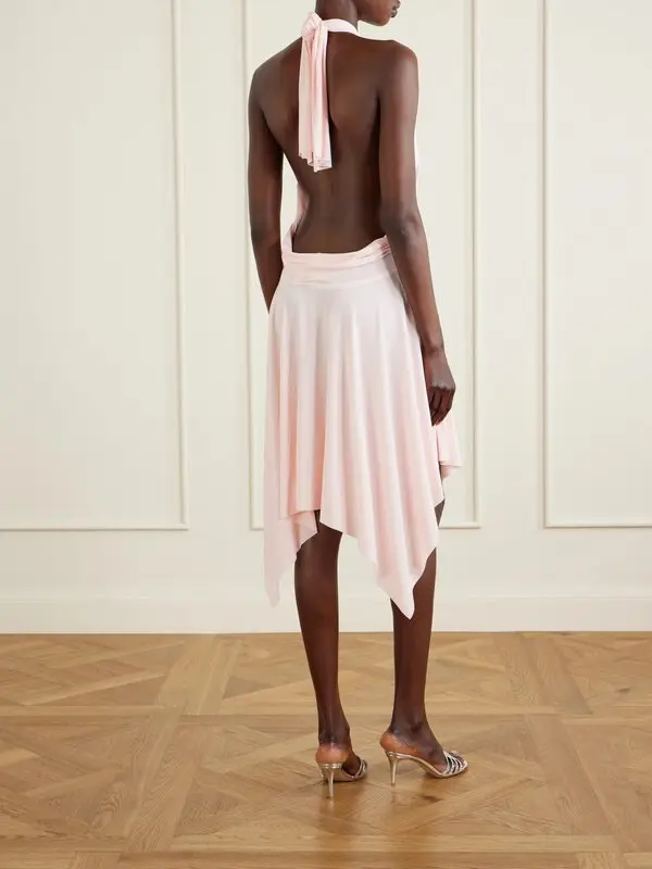 Norma Kamali Pleated Stretch-jersey Mini Dress - Pink