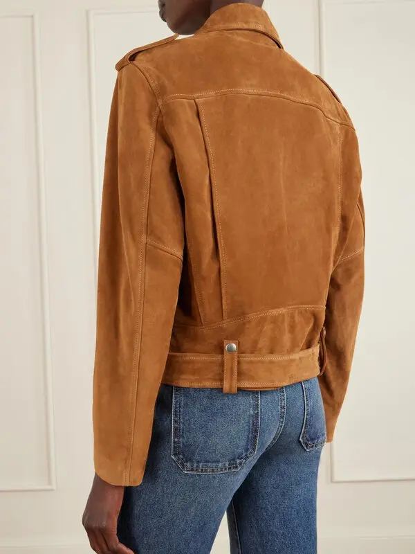 NILI LOTAN Evel Suede Biker Jacket - Brown