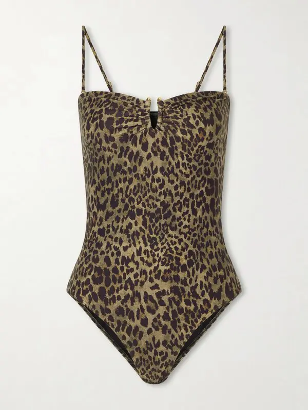 NILI LOTAN Embellished Leopard-print Swimsuit - Animal Print