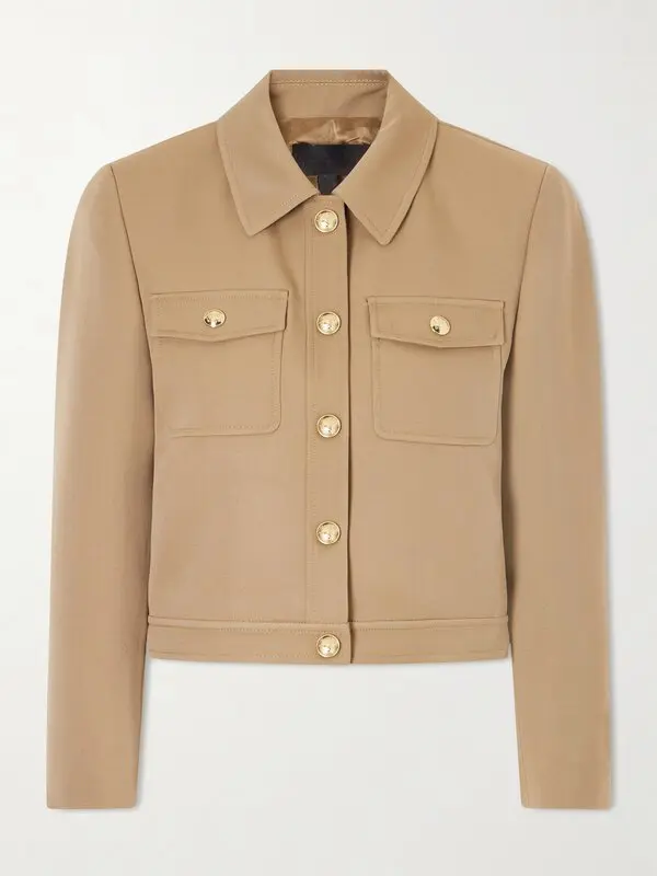 NILI LOTAN Edna Cropped Wool-gabardine Jacket - Neutrals