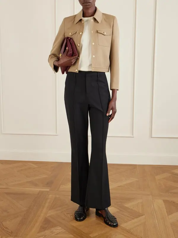 NILI LOTAN Edna Cropped Wool-gabardine Jacket - Neutrals