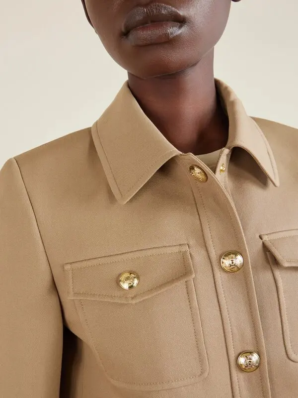NILI LOTAN Edna Cropped Wool-gabardine Jacket - Neutrals