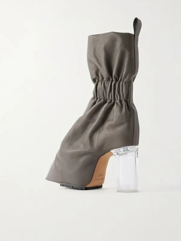 Rick Owens Taquito Gathered Leather Ankle Boots