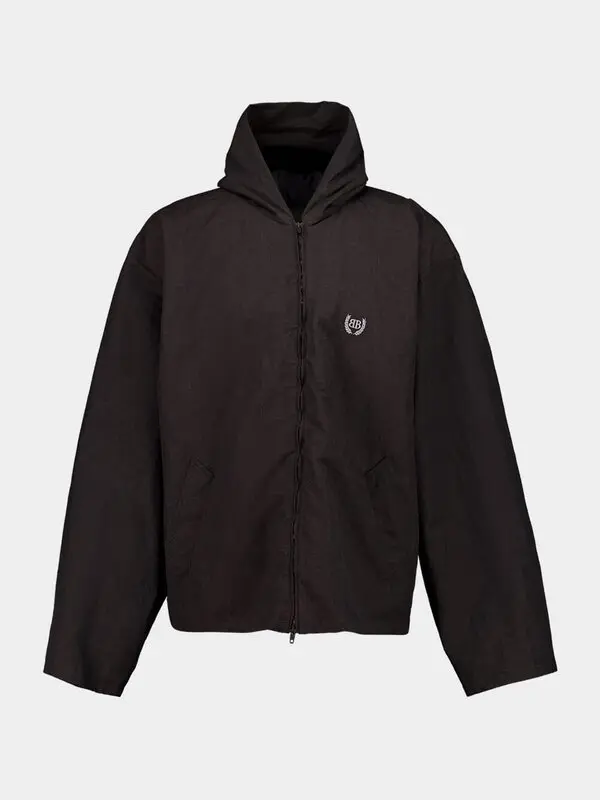 Balenciaga Hooded Zip-up Jacket - Black