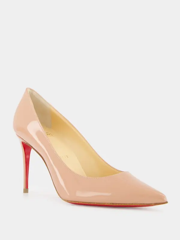 CHRISTIAN LOUBOUTIN Kate 85mm Patent Leather Pumps - Beige