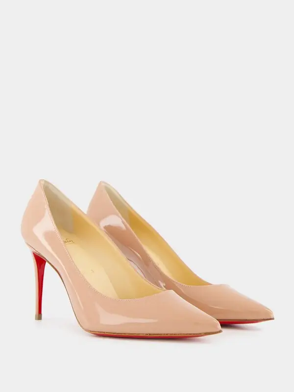 CHRISTIAN LOUBOUTIN Kate 85mm Patent Leather Pumps - Beige