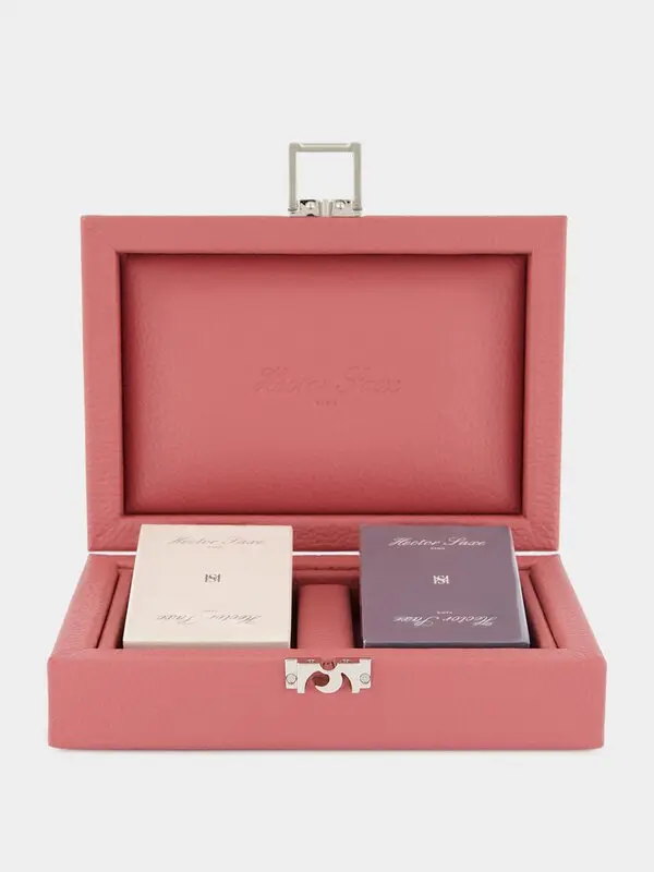 Hector Saxe Paris Bois De Rose Leather Cards Set - Pink