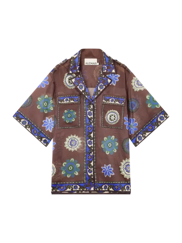 ALEMAIS Jasper Printed Cotton And Silk-blend Shirt - Brown
