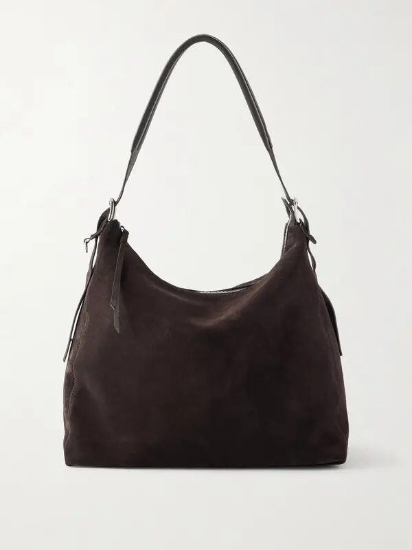 LEMAIRE Belted Hobo Suede Shoulder Bag - Brown