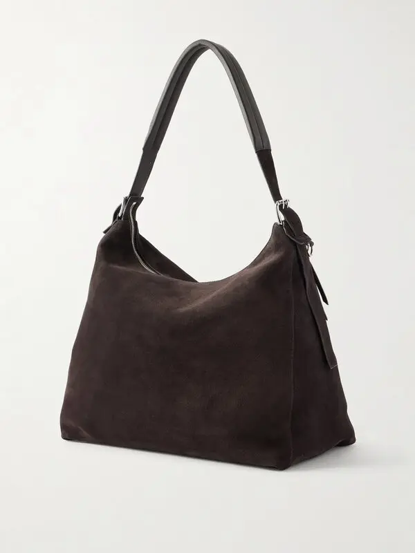 LEMAIRE Belted Hobo Suede Shoulder Bag - Brown
