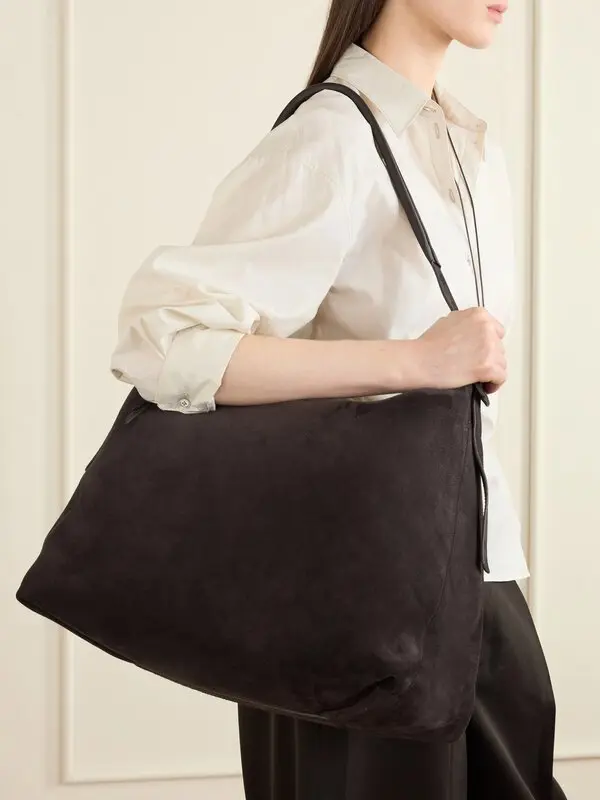 LEMAIRE Belted Hobo Suede Shoulder Bag - Brown