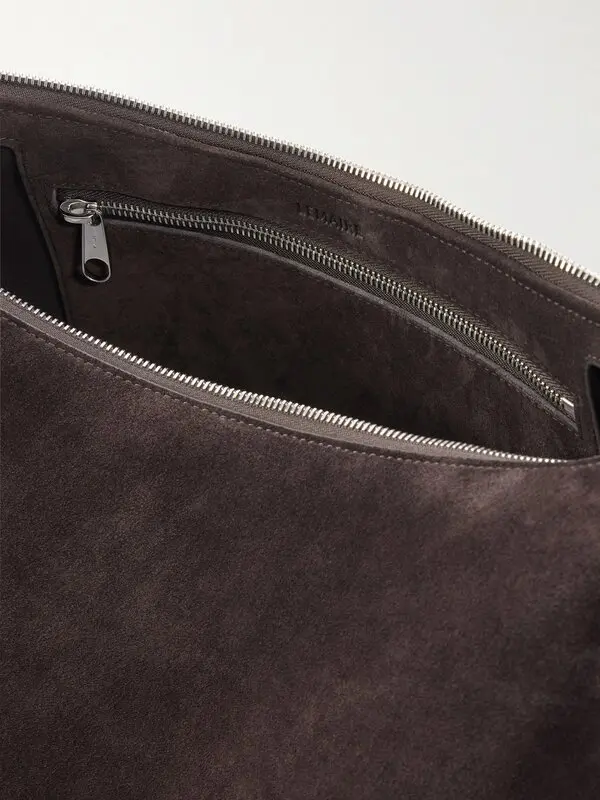 LEMAIRE Belted Hobo Suede Shoulder Bag - Brown