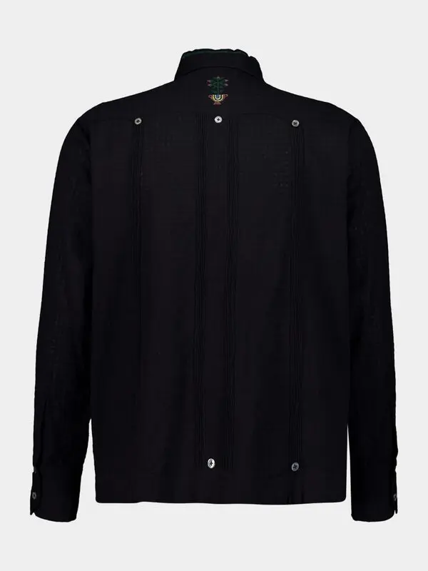 BAZISZT Navy Byrsa Embroidered Shirt