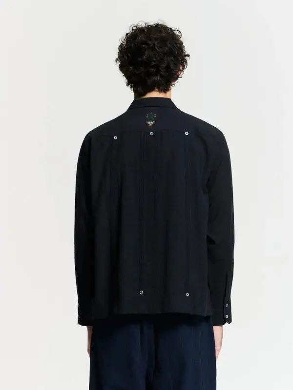 BAZISZT Navy Byrsa Embroidered Shirt