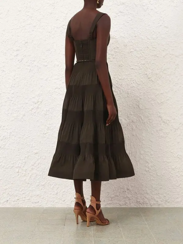 Zimmermann Pleated Draped Midi Dress