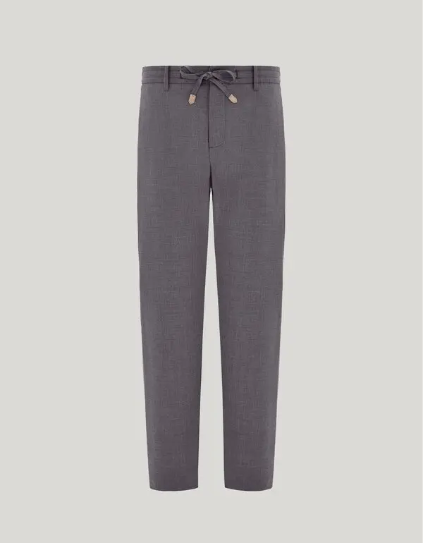 Canali Regular Fit Washable Wool Pants - Grey
